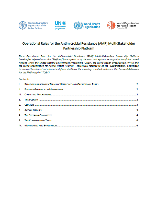 Operational Rules for the Antimicrobial Resistance (AMR) Multi-Stakeholder Partnership Platform