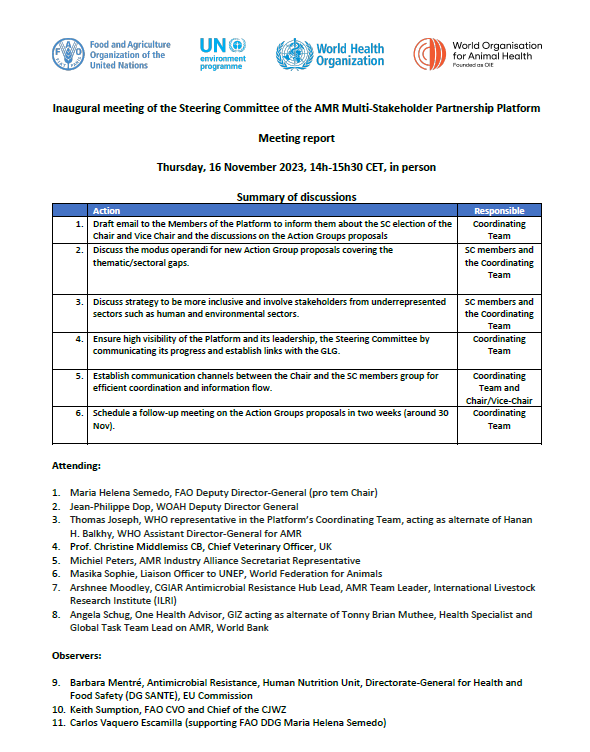 Inaugural meeting of the Steering Committee of the AMR Multi ...