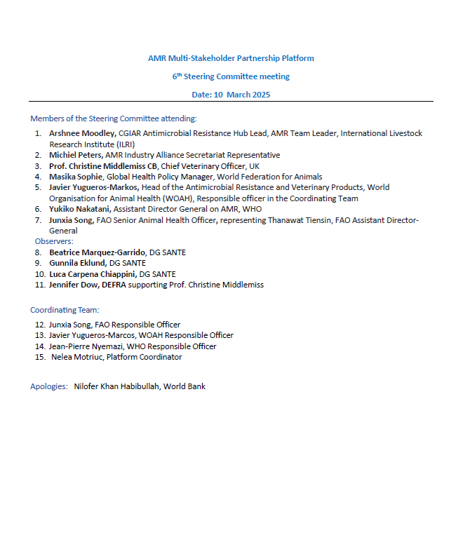 Sixth meeting of the Steering Committee of the AMR Multi-Stakeholder ...