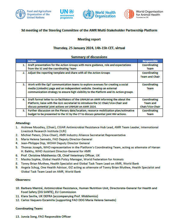 Third meeting of the Steering Committee of the AMR Multi-Stakeholder ...